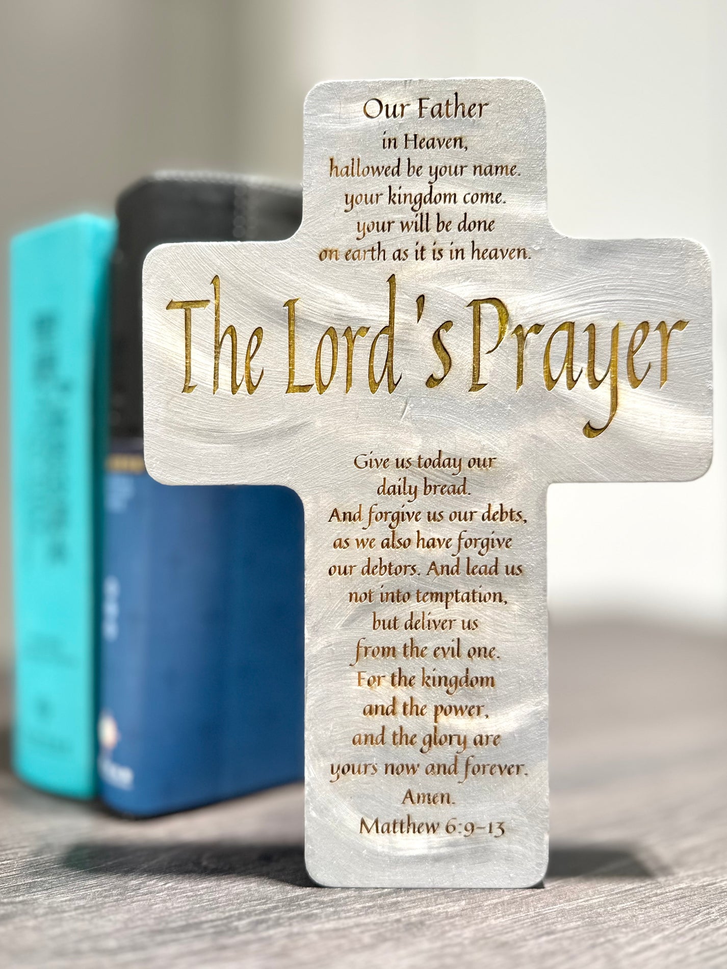 “The Lord’s Prayer” Hand painted Cross [Made to Order] – Divine Inspiration
